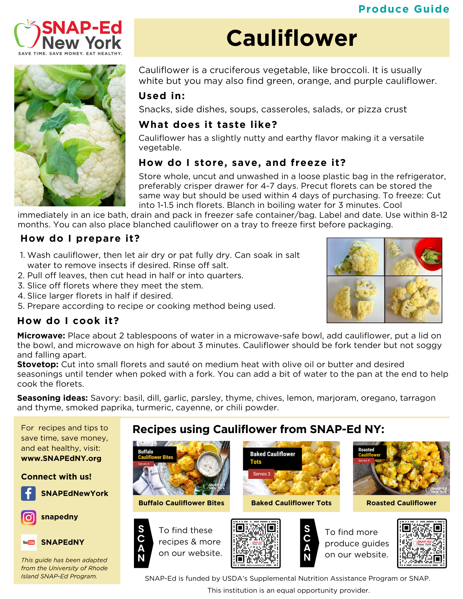 Cauliflower Produce Guide – SNAP-Ed New York